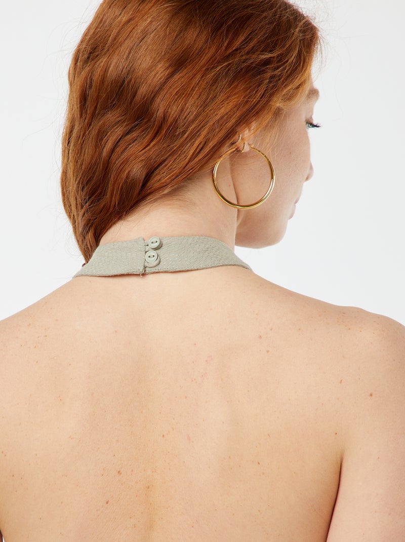 Robe longue fluide avec large décolleté - Kaki - Femme - 25.00€ - Kiabi