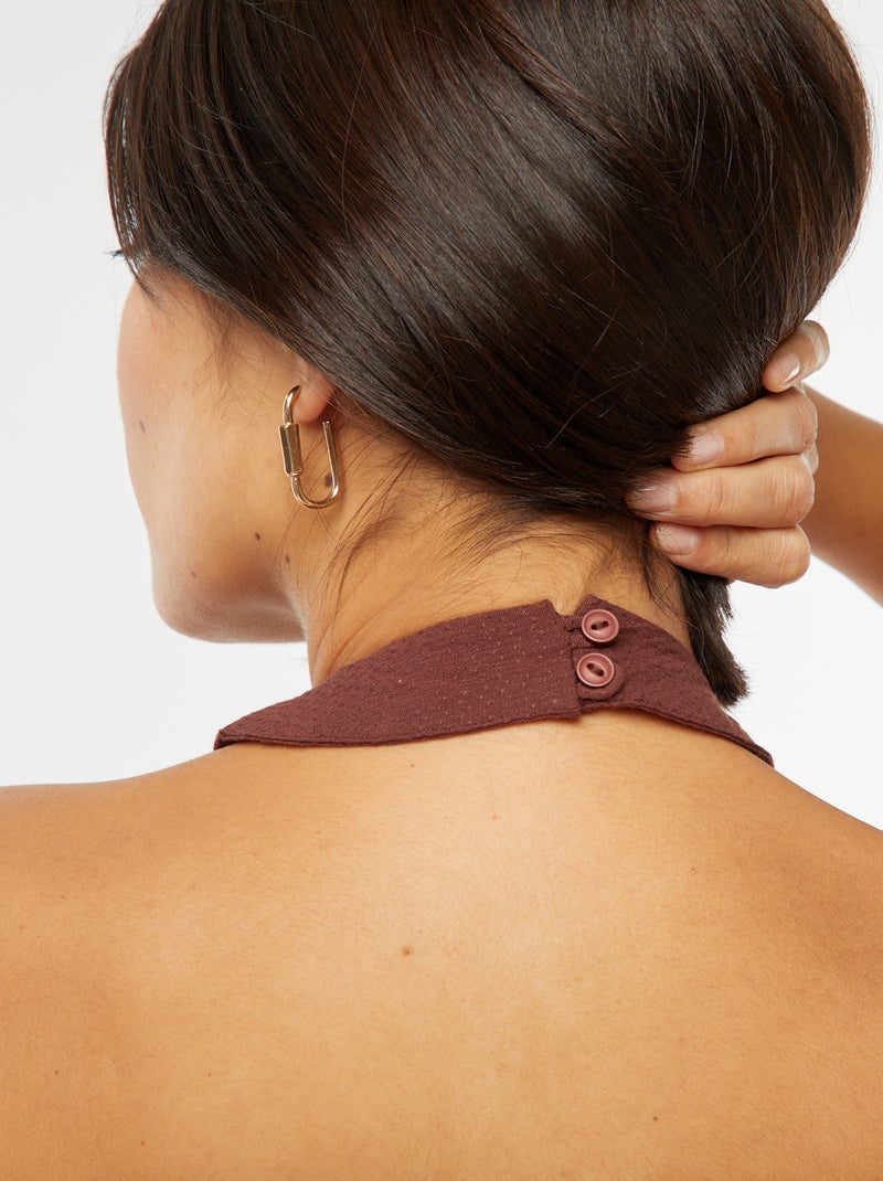 Robe longue fluide avec large décolleté - Marron - Femme - 20.00€ - Kiabi