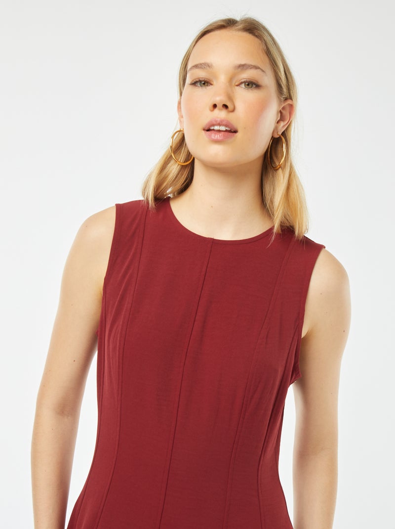 Robe longue forme patineuse sans manches - ROUGE - Femme - 13.75€ - Kiabi