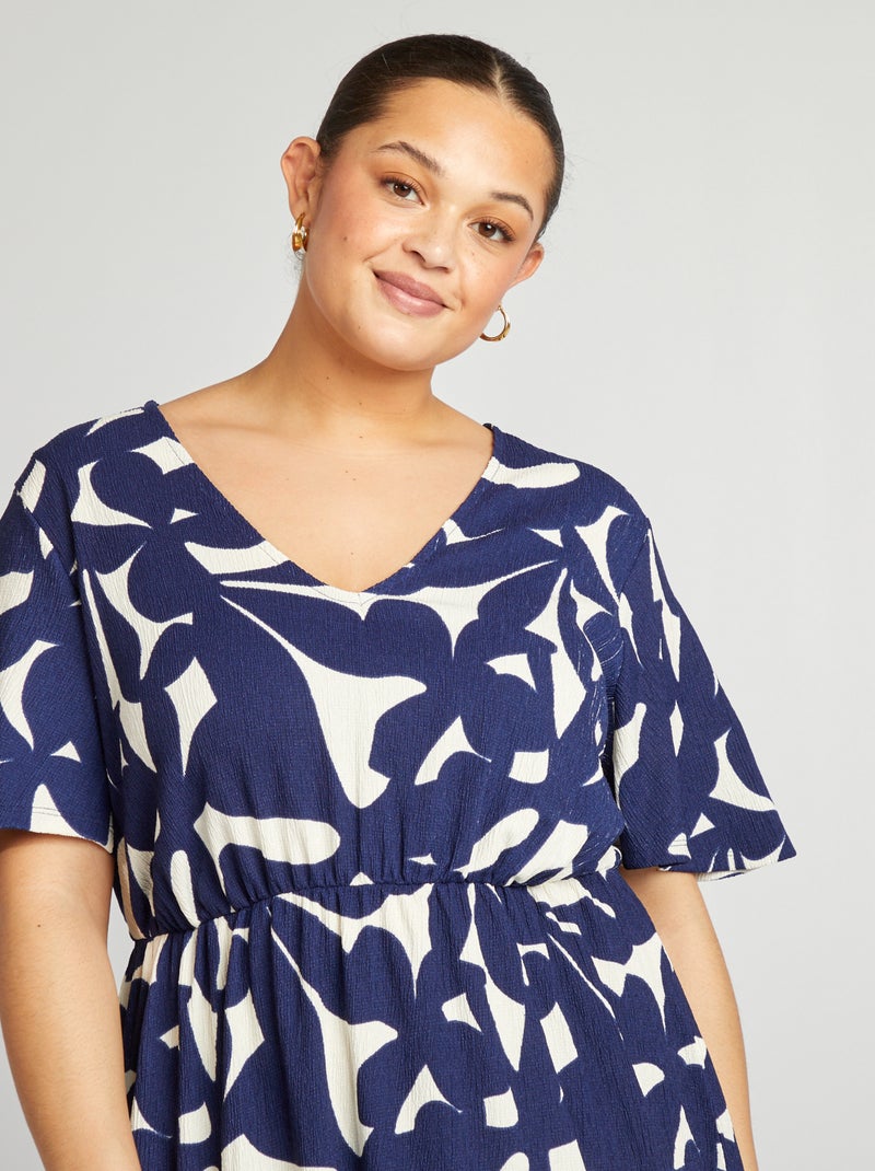 Robe longue tissu texturé - BLEU - Grandes tailles - Femme - 8.00€ - Kiabi