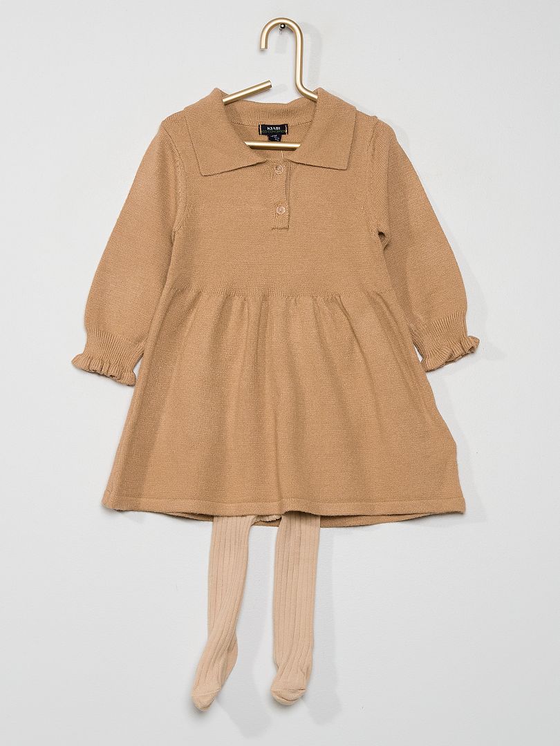 Robe maille + collants - brun rose - Kiabi - 14.00€