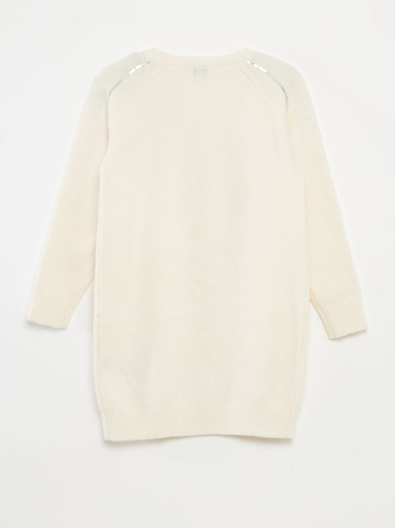 Robe mi-longue en maille avec sequins - Blanc - Fille - 17.00€ - Kiabi