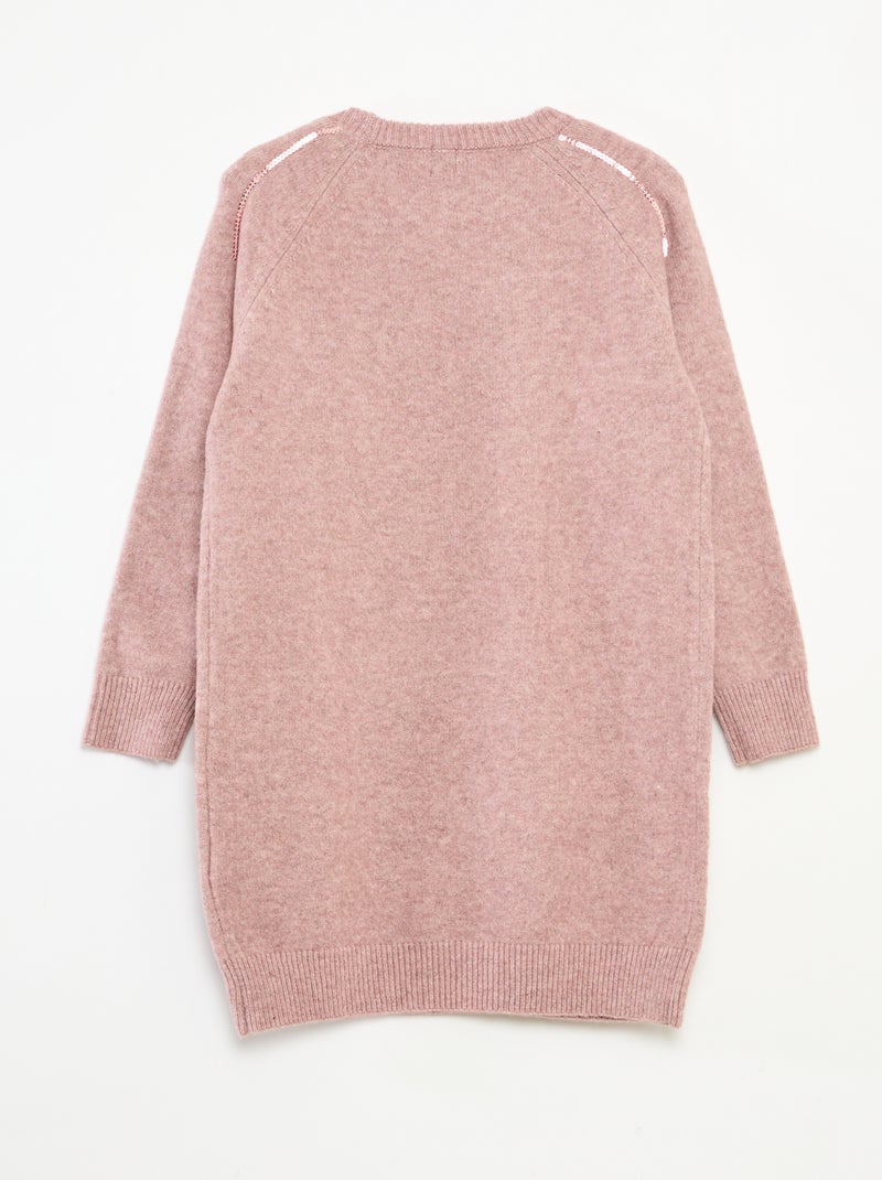 Robe mi-longue en maille avec sequins - Rose - Fille - 17.00€ - Kiabi