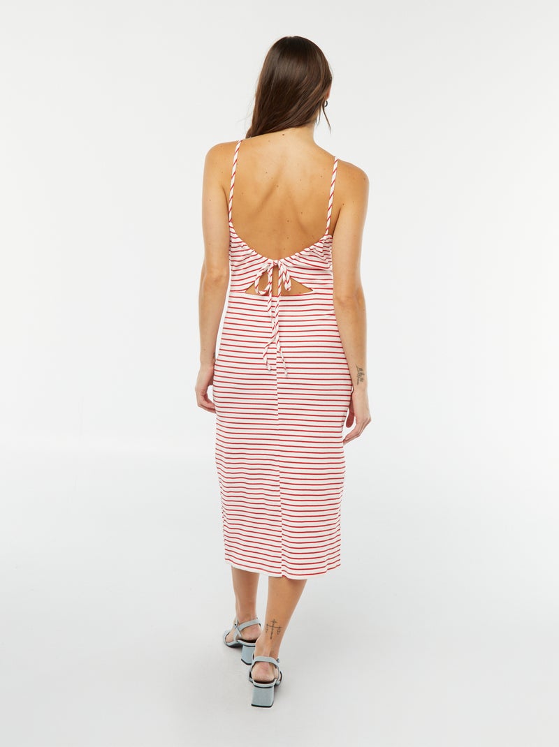 Robe midi avec fines bretelles - Rouge - Femme - 12.60€ - Kiabi