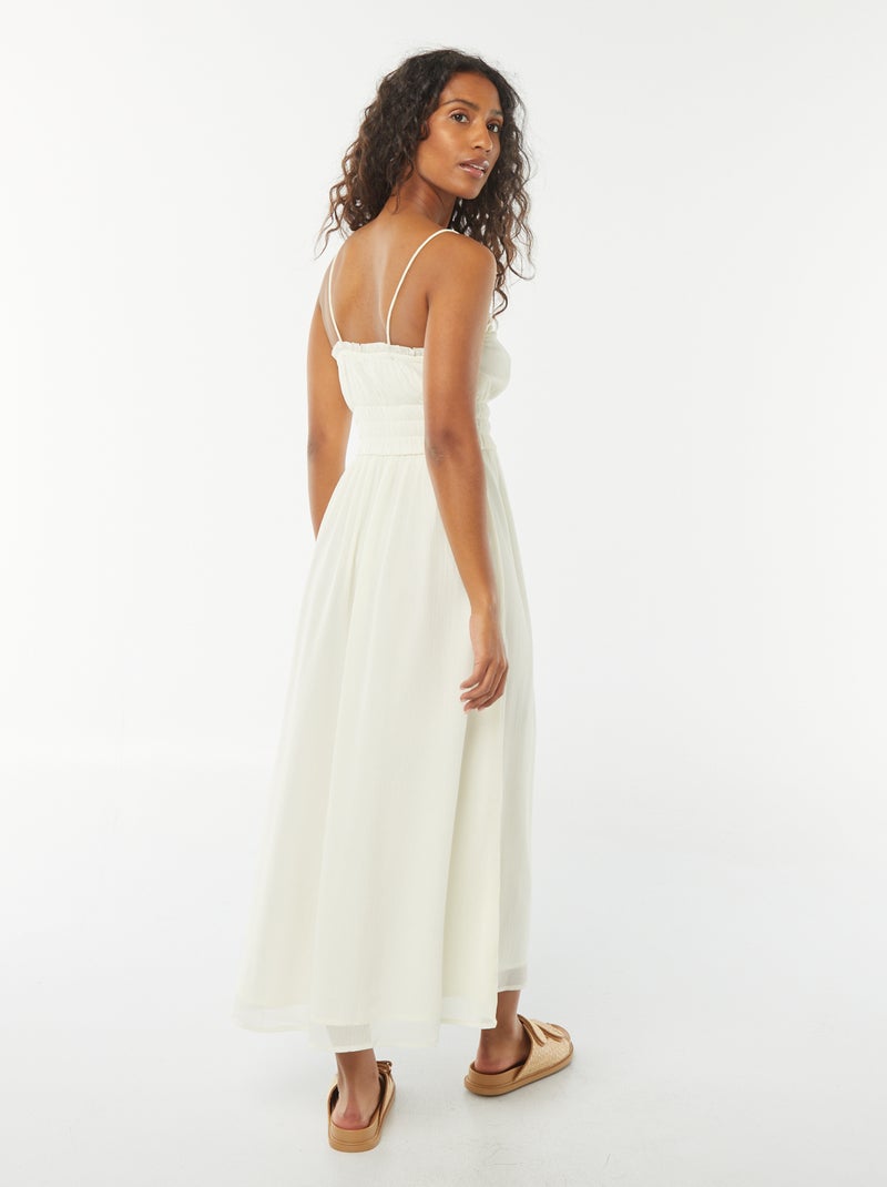 Robe midi smockée à fines bretelles - Jaune - Femme - 25.00€ - Kiabi