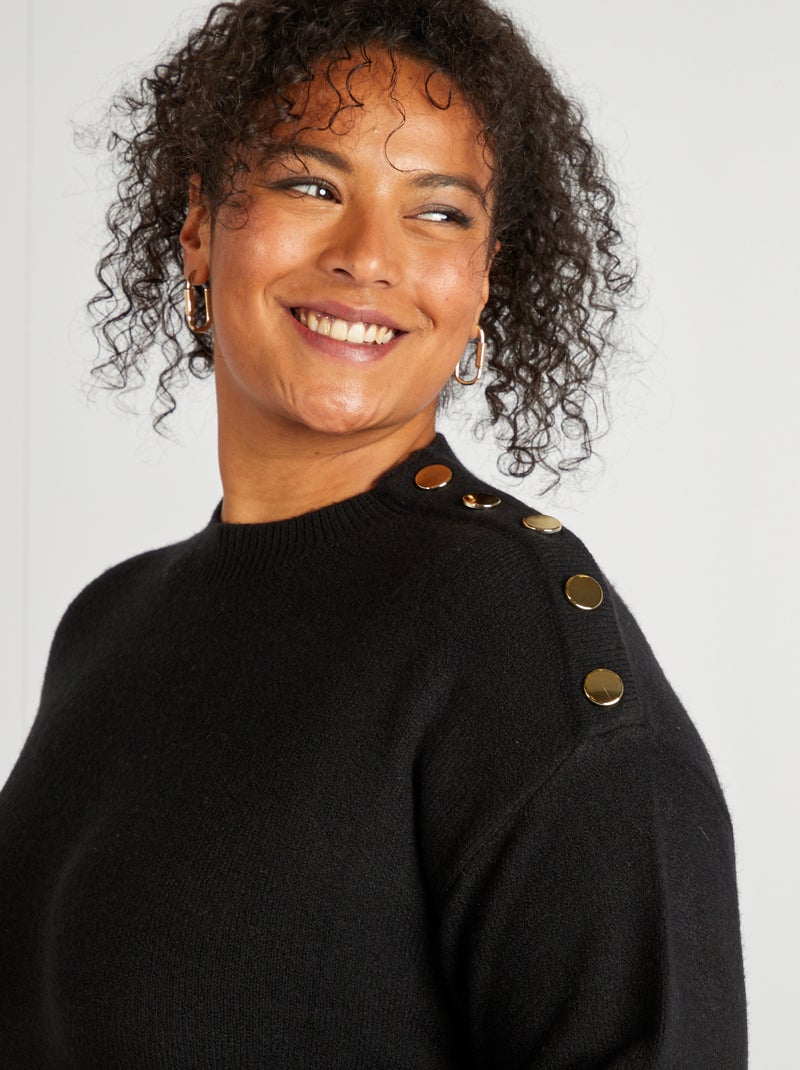 Robe pull avec boutons fantaisies - noir - Grandes tailles - Femme - 8.10€ - Kiabi