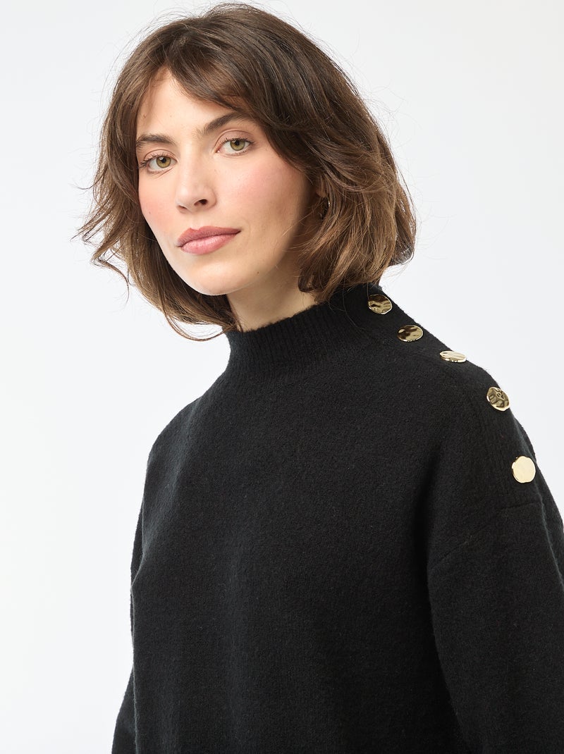 Robe pull avec boutons fantaisies - Noir - Femme - 22.00€ - Kiabi