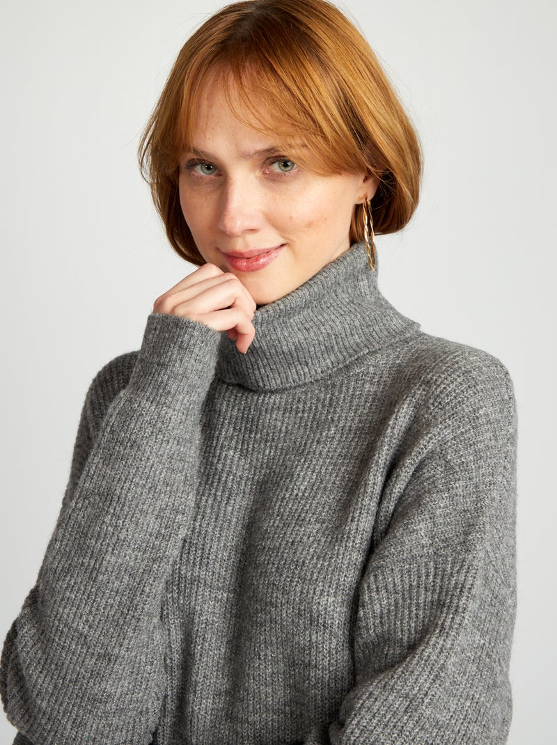 Robe pull avec col roulé - Gris - Kiabi - 25.00€