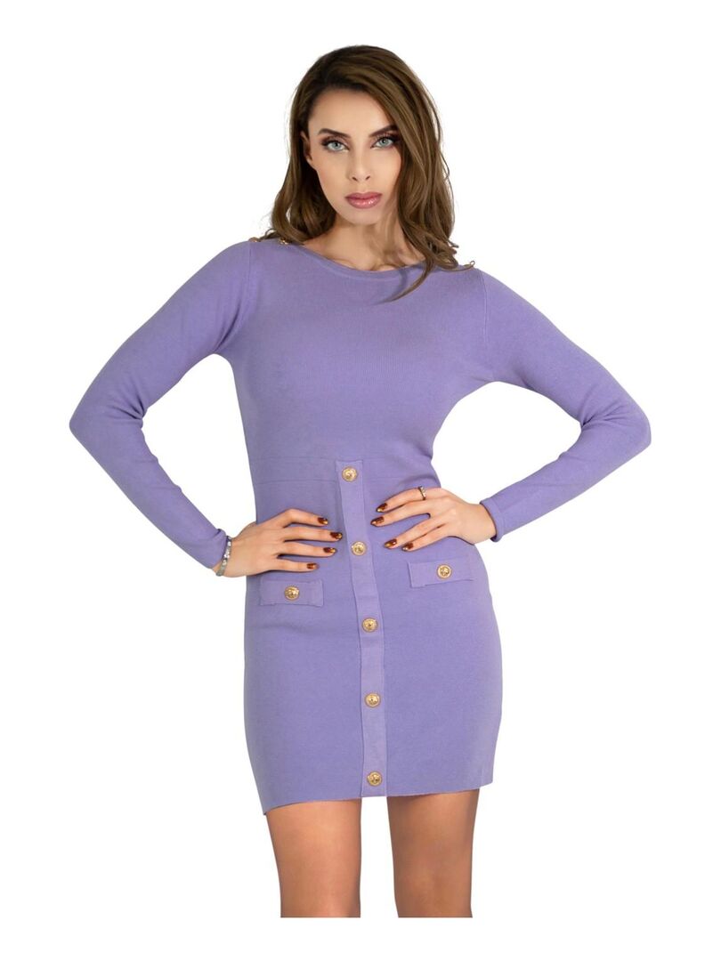 Robe Pull bouton doré Kebello - Violet - Kiabi - nu€