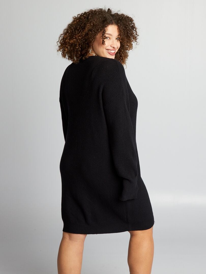 Robe pull côtelée - noir - Kiabi - 25.00€