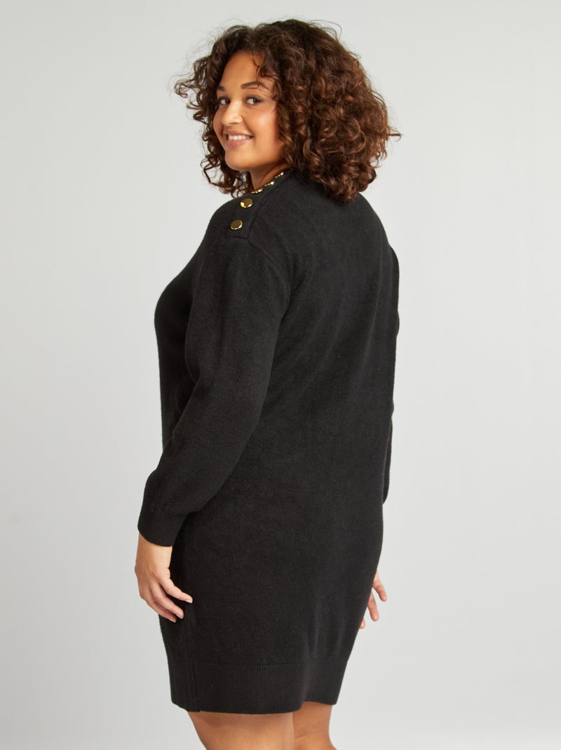 Robe pull courte avec boutons dorés fantaisies - noir - Grandes tailles - 8.10€ - Kiabi