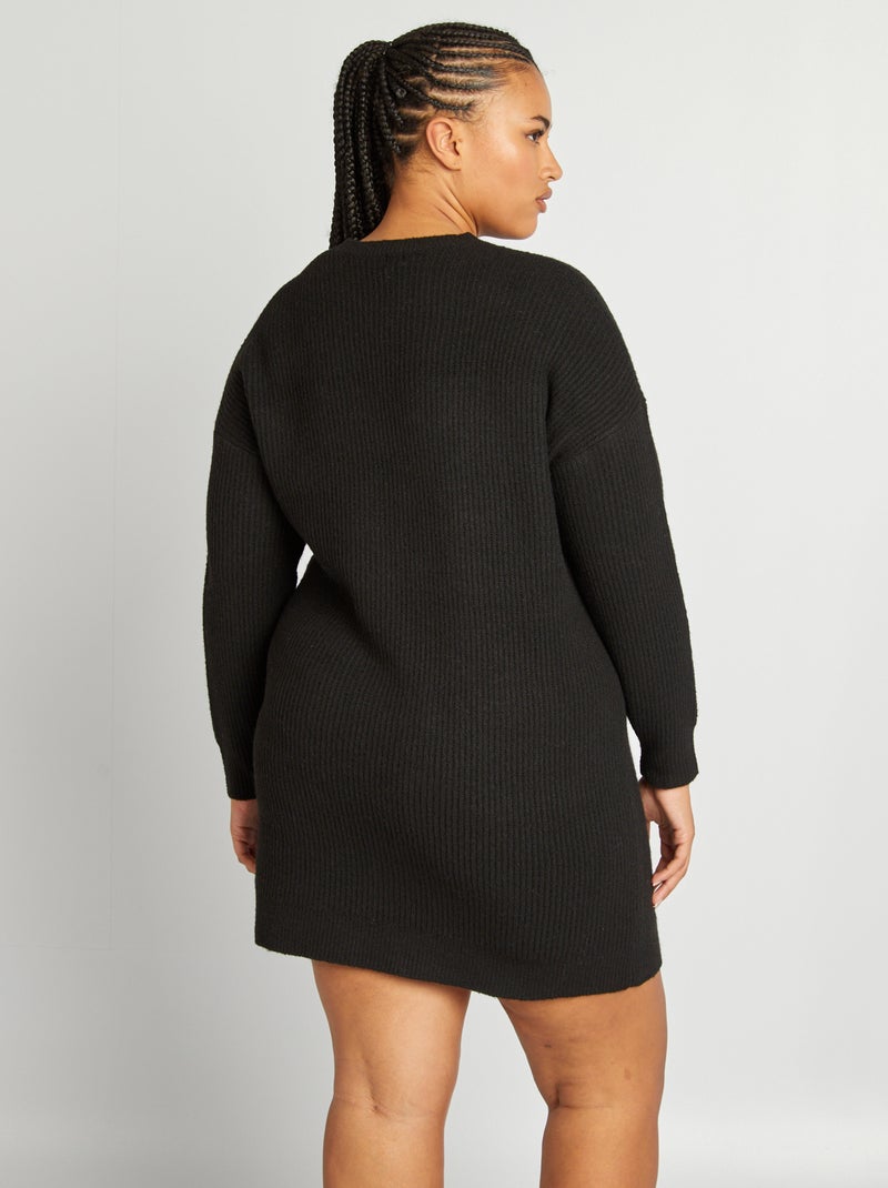 Robe pull courte en maille - noir - Kiabi - 25.00€