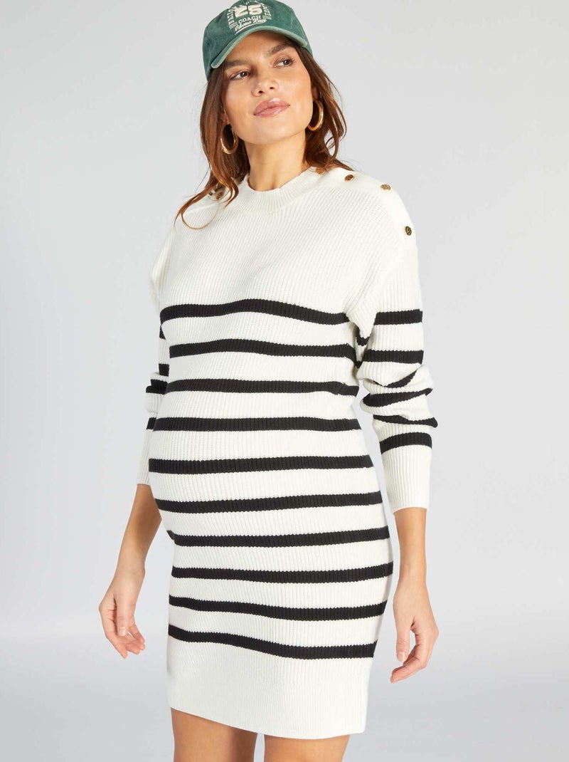 Robe pull d'allaitement - Rayé blanc - Kiabi - 25.00€