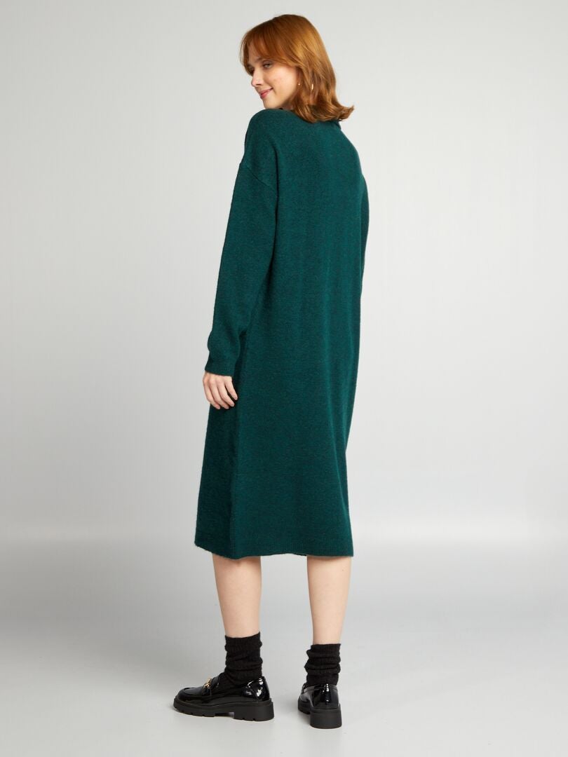 Robe pull en maille avec col - Vert - Kiabi - 29.00€