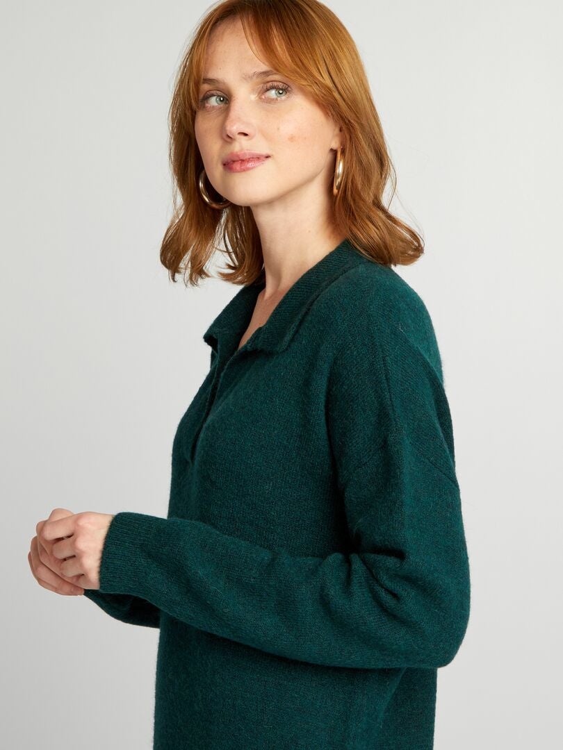 Robe pull en maille avec col - Vert - Kiabi - 29.00€