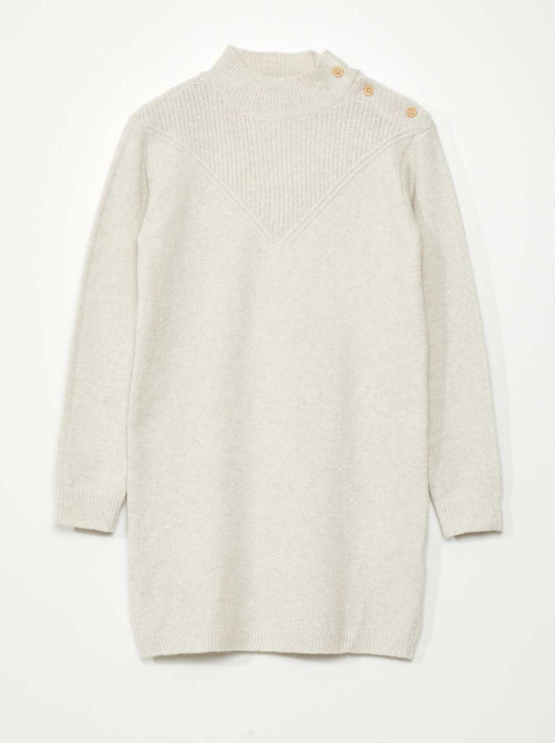 Robe pull en maille col montant - Beige - Fille - 15.00€ - Kiabi