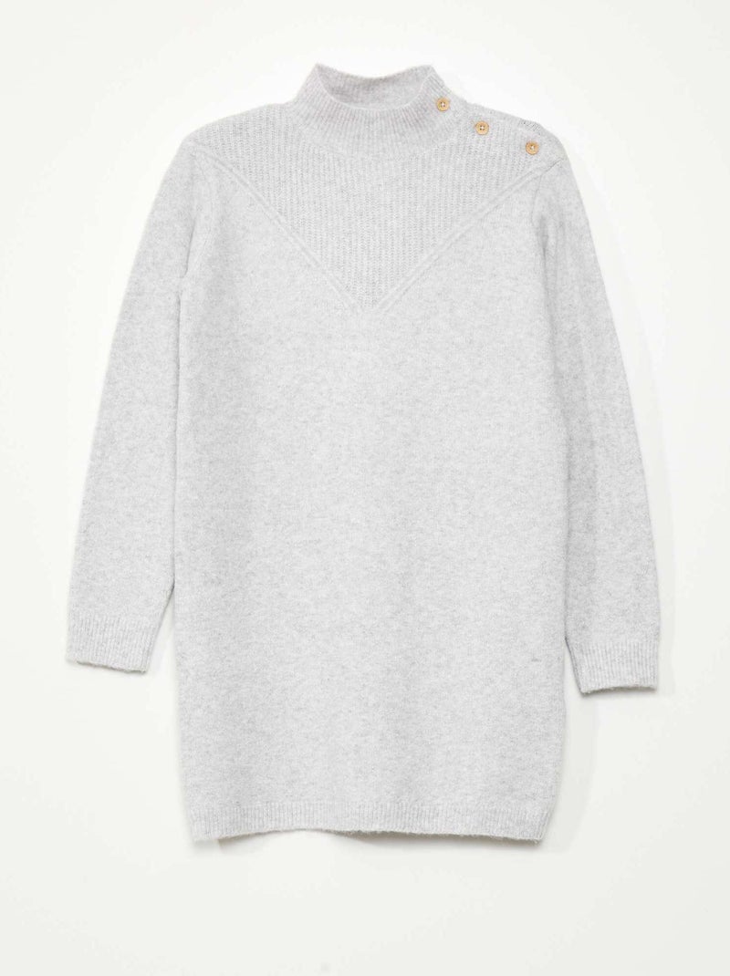 Robe pull en maille col montant - Gris - Kiabi - 15.00€