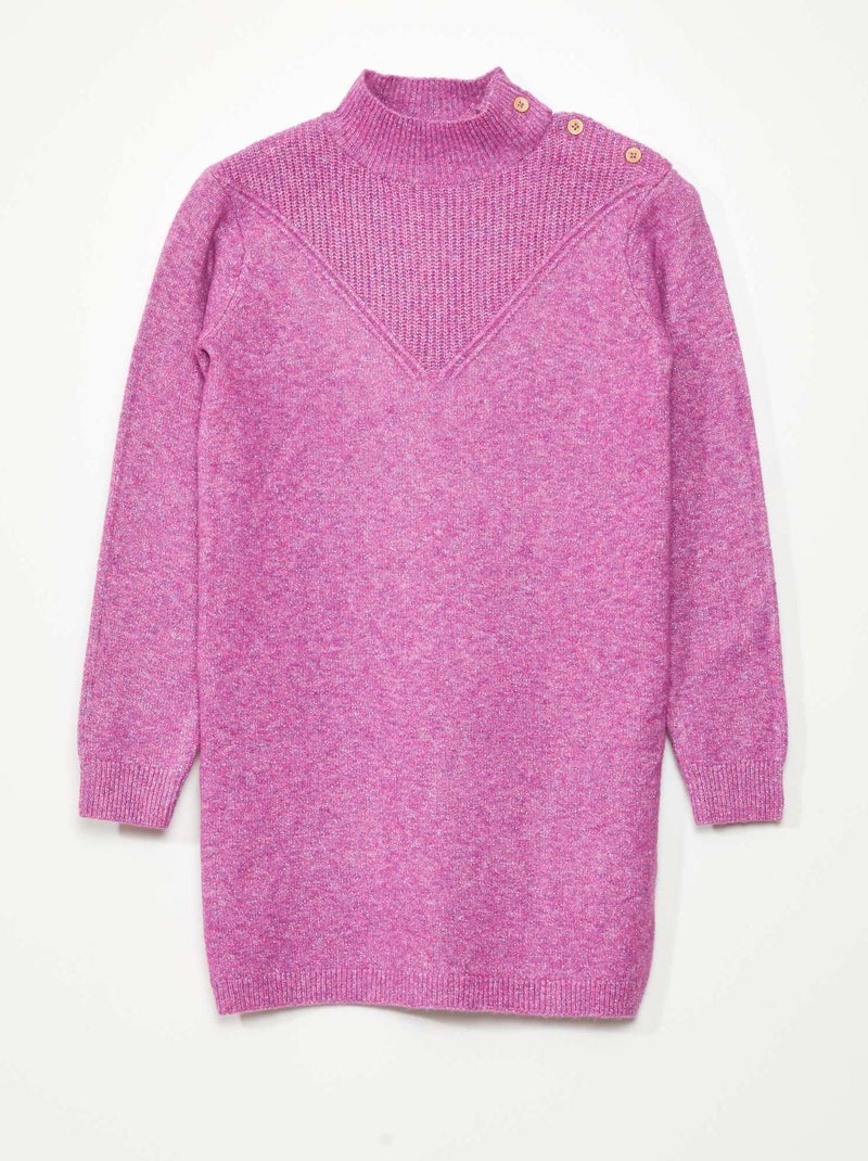 Robe pull en maille col montant - Rose - Kiabi - 15.00€