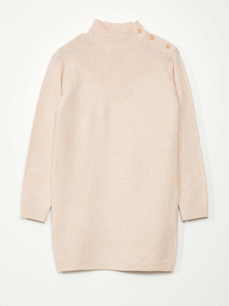 Robe pull en maille col montant - Rose - Kiabi - 15.00€