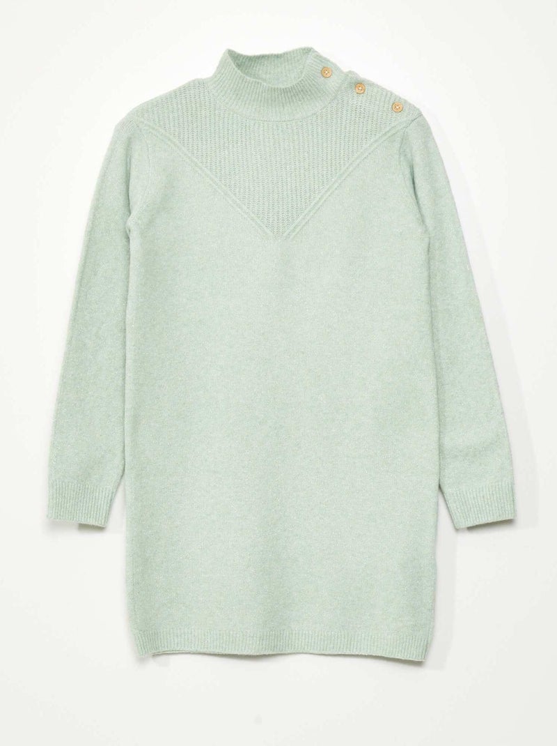 Robe pull en maille col montant - Vert - Kiabi - 15.00€