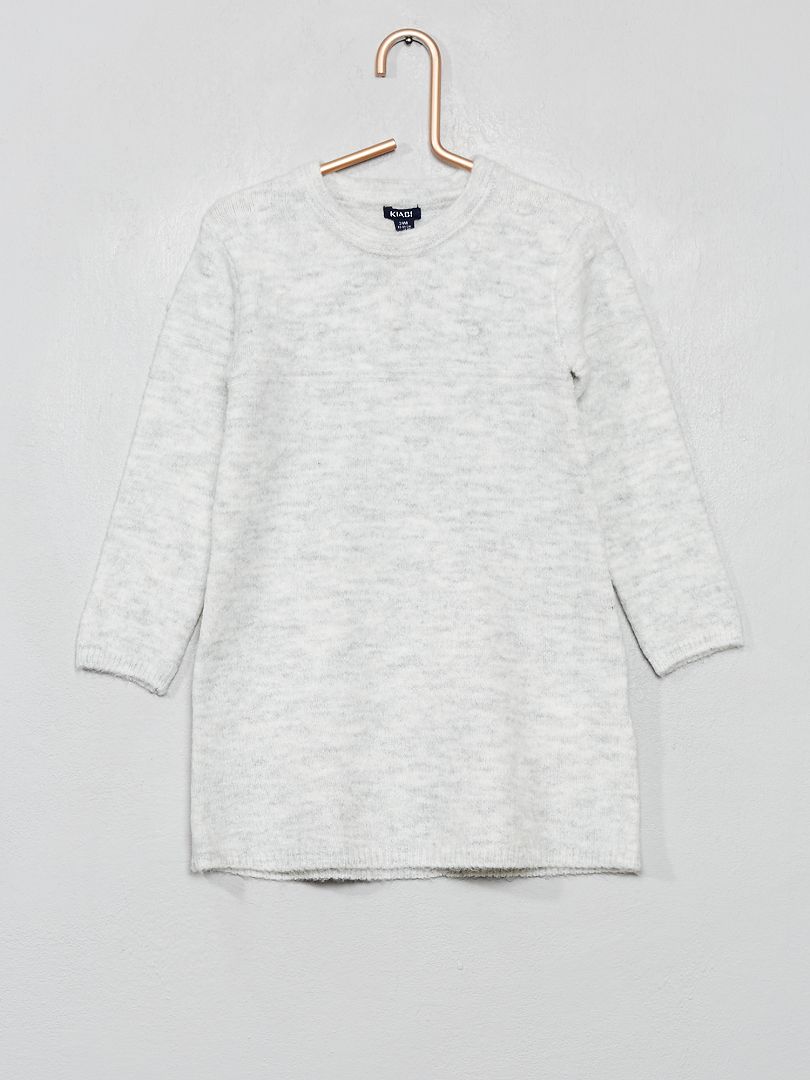 Robe pull en maille douce effet 'pompons' - gris chiné - Kiabi - 10.00€