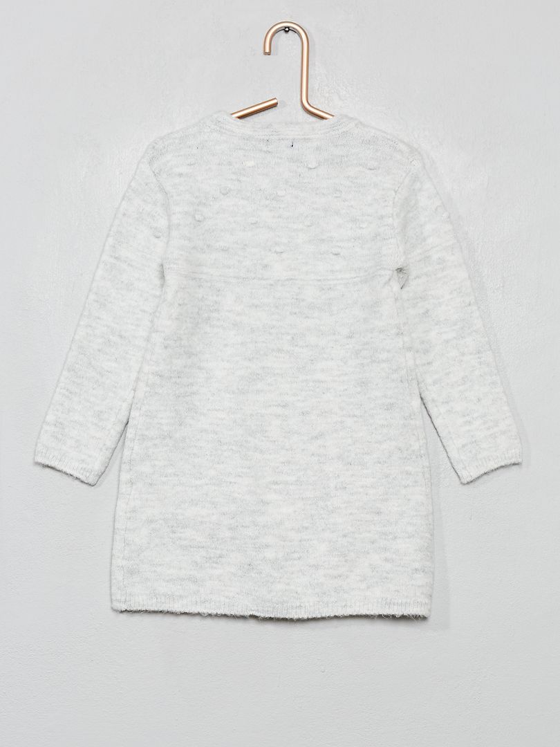 Robe pull en maille douce effet 'pompons' - gris chiné - Kiabi - 10.00€