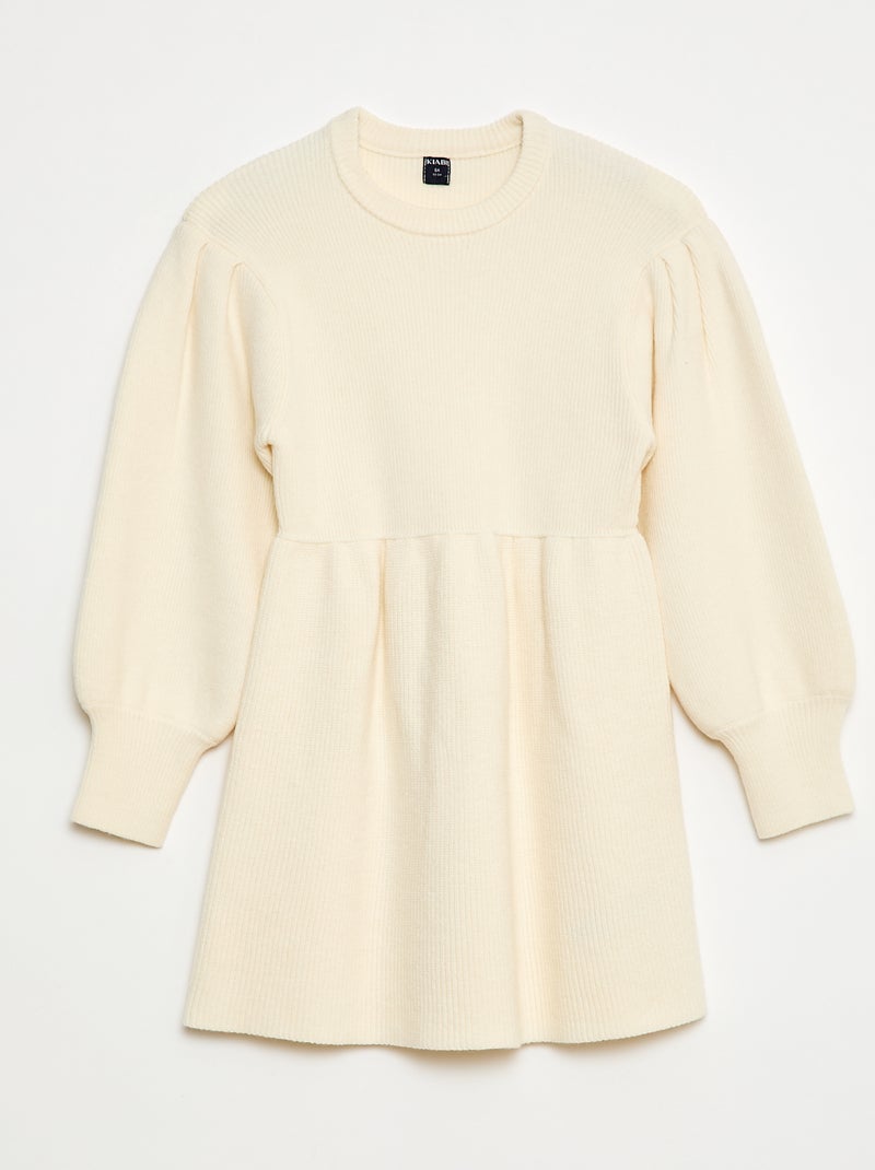 Robe pull en maille tricot douce - Blanc - Fille - 15.00€ - Kiabi
