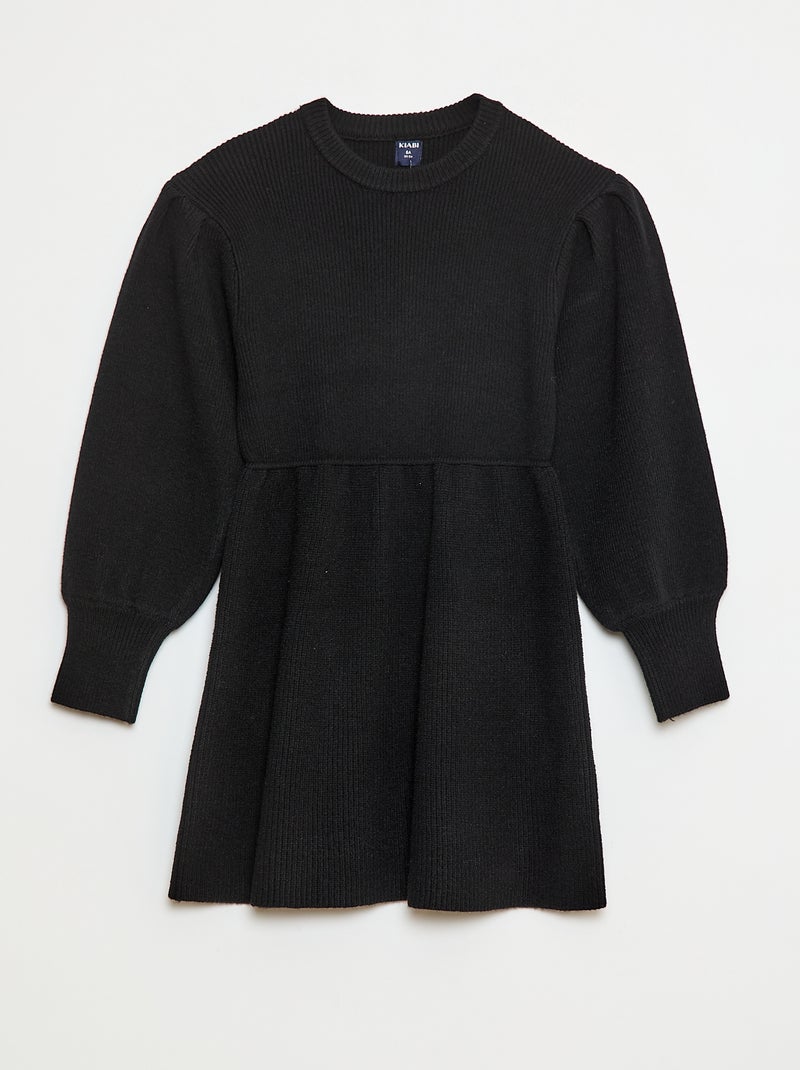 Robe pull en maille tricot douce - Noir - Fille - 15.00€ - Kiabi