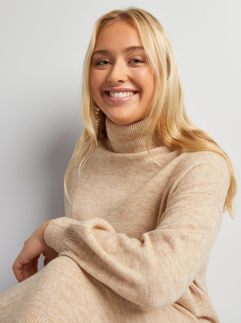 Robe pull mi-longue - Beige - Kiabi - 25.00€