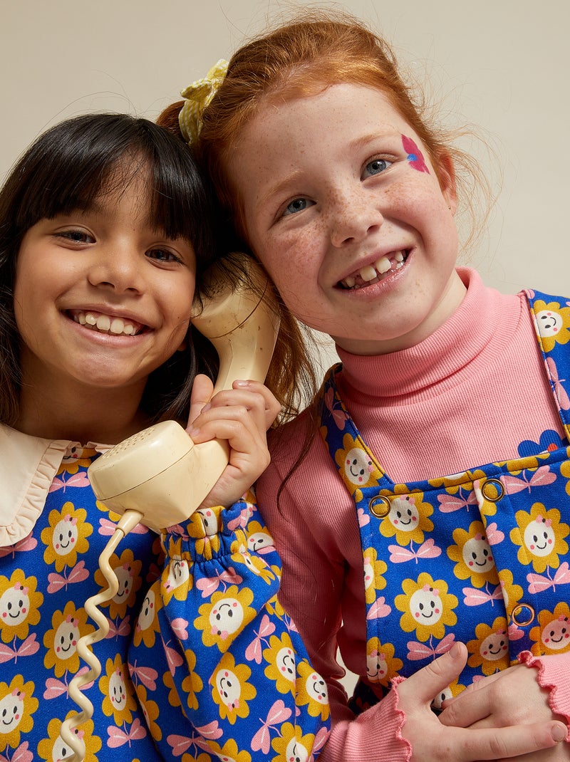 Robe salopette courte - Kiabi X chacha - Bleu/jaune/rose - 6.60€ - Kiabi