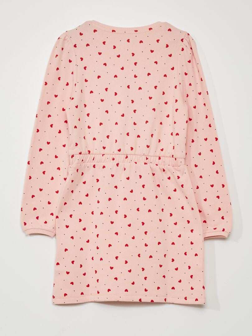 Robe sweat cintrée imprimée - Rose coeurs - Kiabi - 12.00€