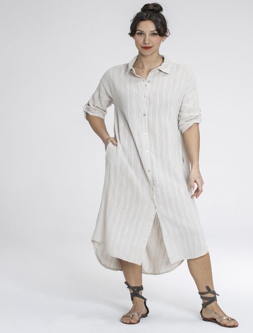 Robe en lin beige