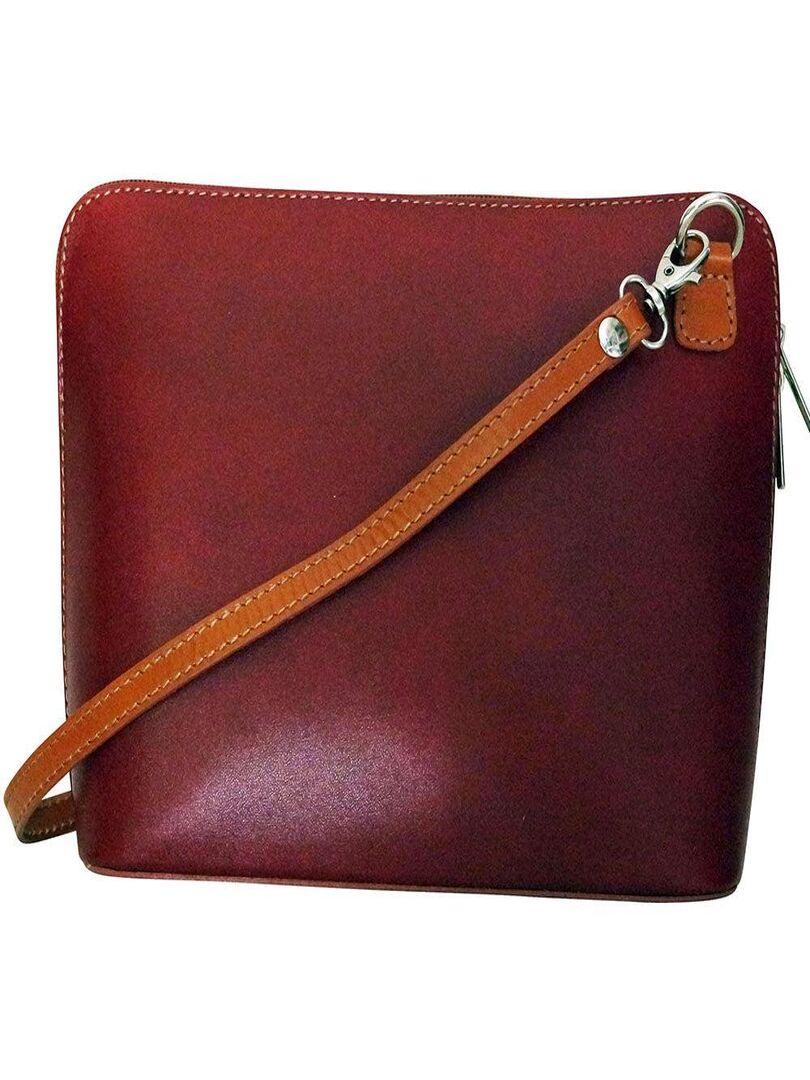 Sac bandoulière cuir bi-color italien - Rouge vermillon - Kiabi - 36.90€