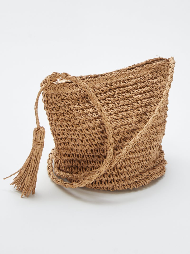 Sac bandoulière en rafia - Beige - Femme - 4.80€ - Kiabi