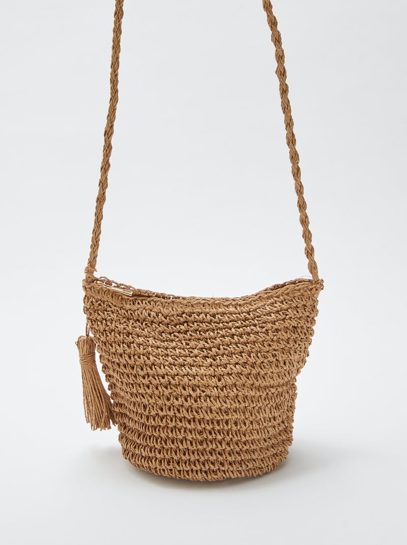 Sac bandoulière en rafia - Beige - Femme - 4.80€ - Kiabi