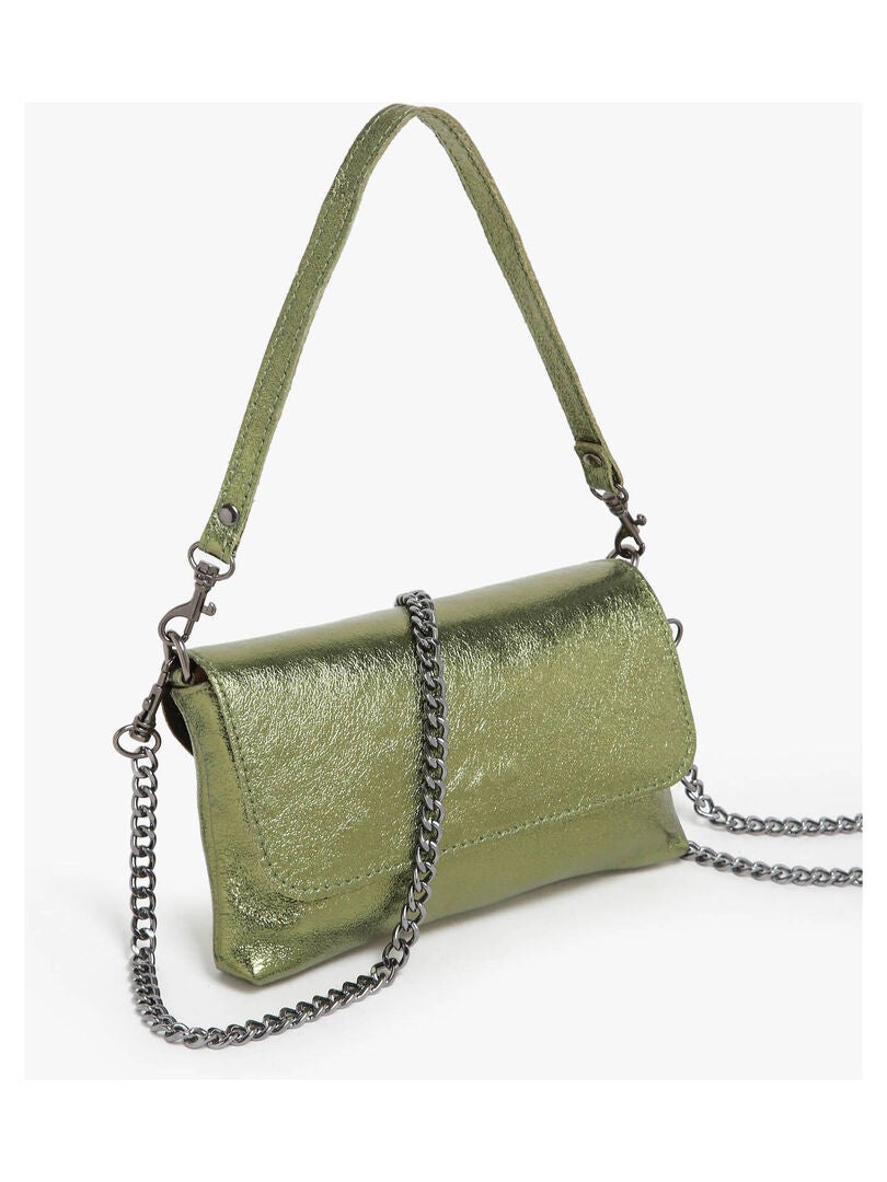 Sac Bandoulière Nine Cuir Milano Cuir De Vachette - Vert pistache ...