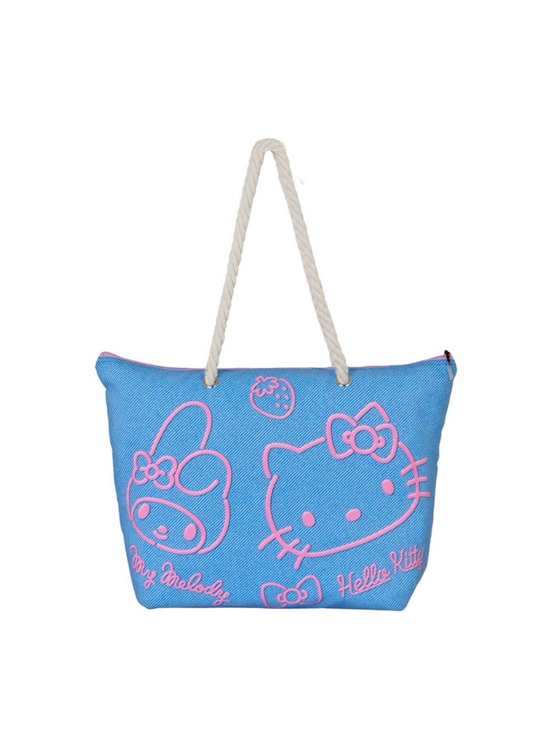 Sac de Plage Soleil - Hello Kitty Denim - Bleu - Taille Unique - Bleu ...