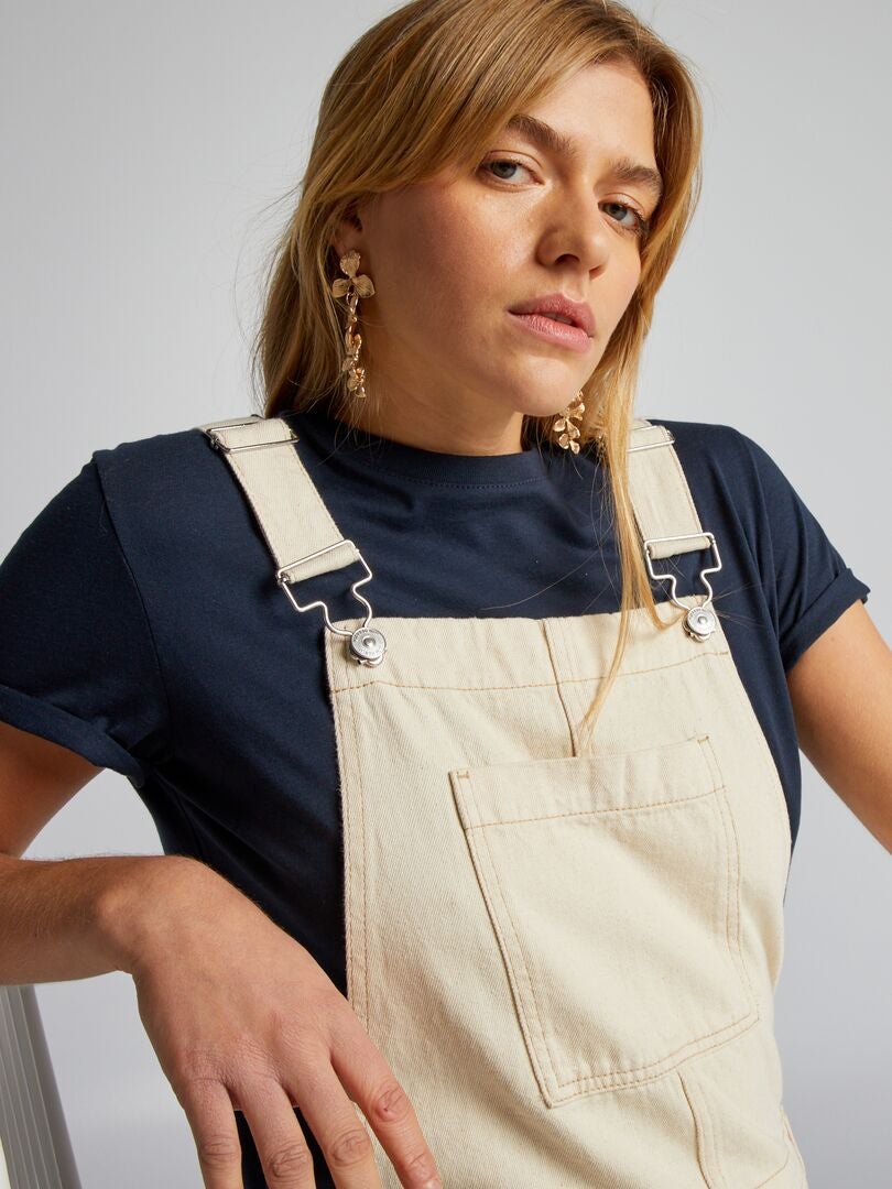 Salopette en jean - Beige - Kiabi - 25.00€