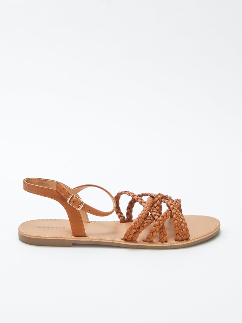 Sandales à brides tressées et croisées - Marron - Femme - 6.00€ - Kiabi