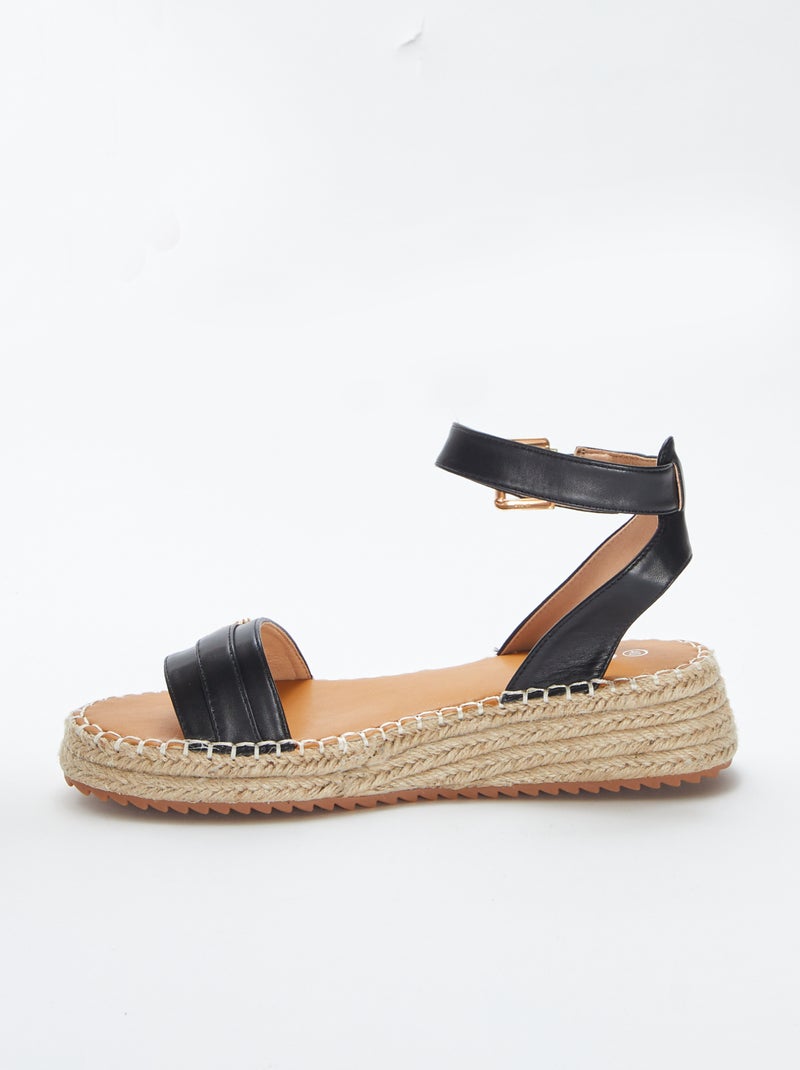 Sandales à semelle compensée en cordes - NOIR - Femme - 17.60€ - Kiabi