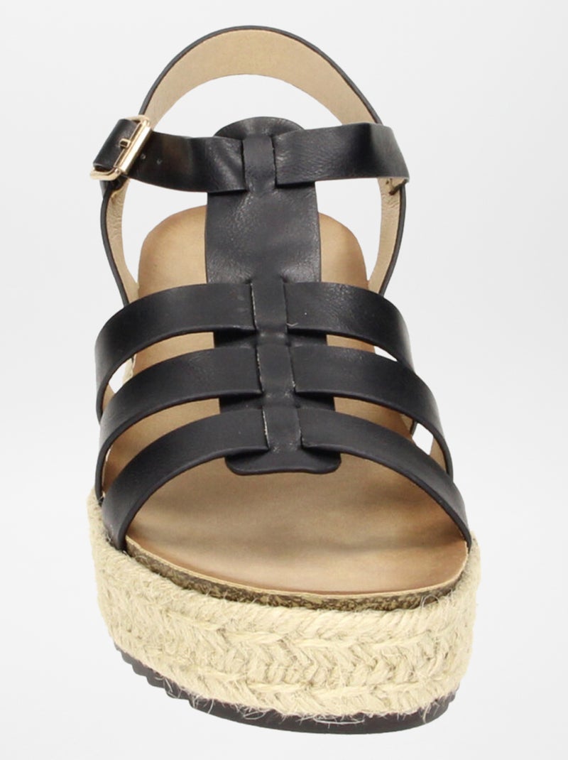 Sandales avec semelle en corde - Noir - Femme - 17.60€ - Kiabi