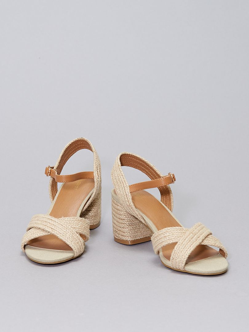 Sandales tressées à talons - beige clair - Kiabi - 18.00€