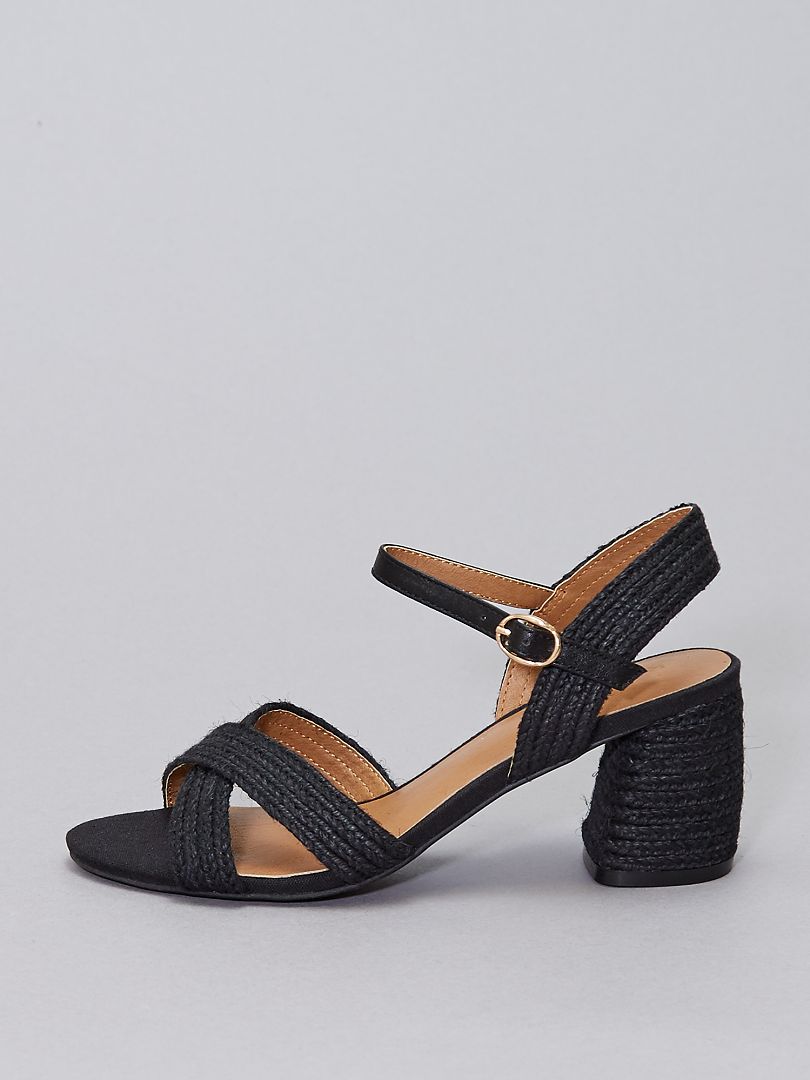 Sandales tressées à talons - noir - Kiabi - 18.00€