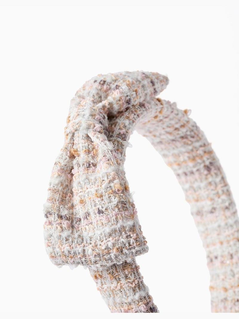 Serre-tête rembourré en tweed avec nœud - Rose clair - Fille - 18.99 ...