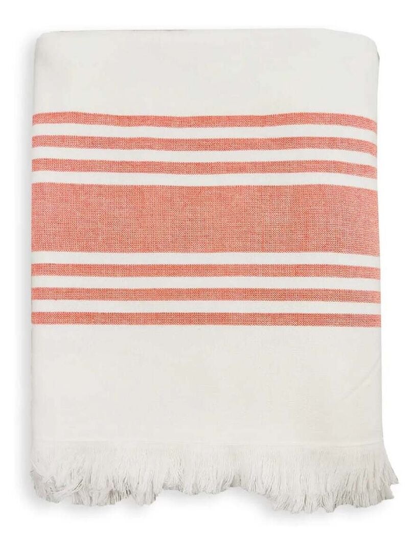 Serviette de plage Fouta doublée éponge Karabuk XL Bleu marine 140x180 380g/m² - Bleu marine ...