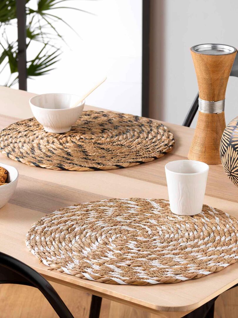 Set de table paille rond Nala - Noir - Kiabi - 5.49€
