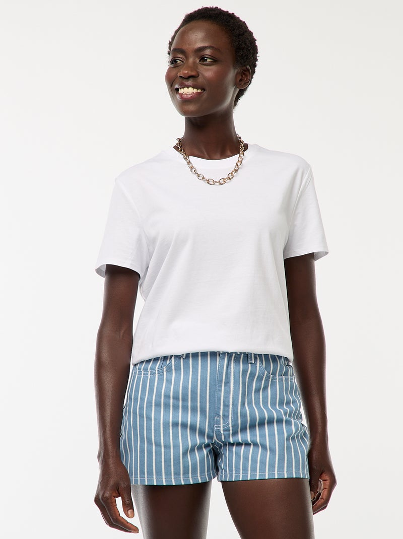 Short à rayures - Bleu - Femme - 5.40€ - Kiabi