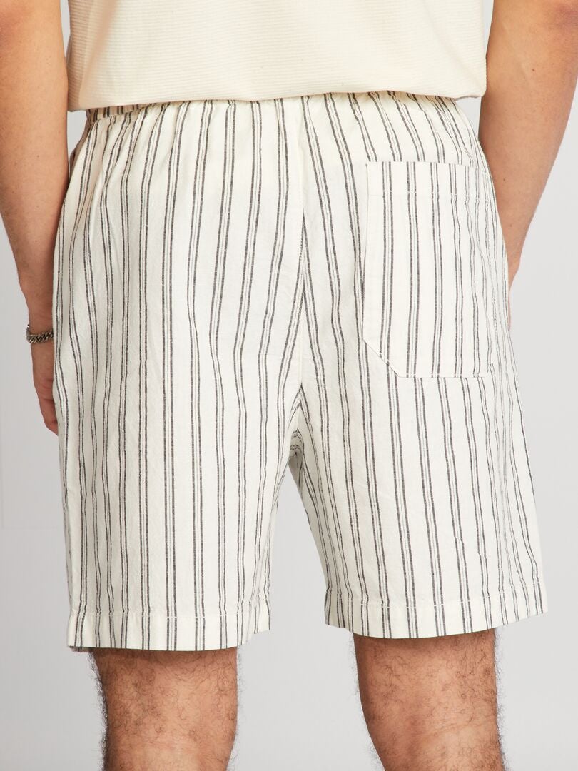 Short à rayures en lin mélangé - Beige - Kiabi - 17.00€