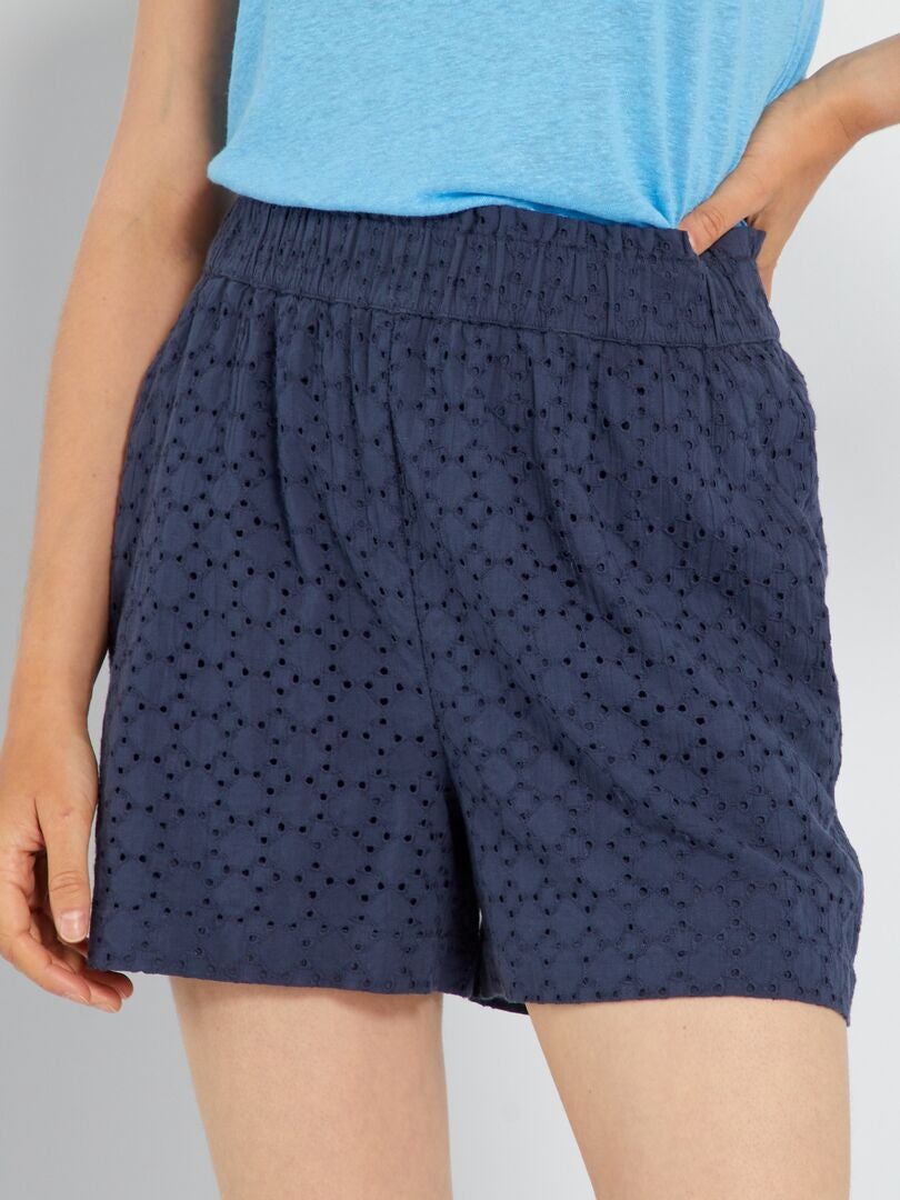 Short avec broderie anglaise - bleu foncé - Kiabi - 18.00€