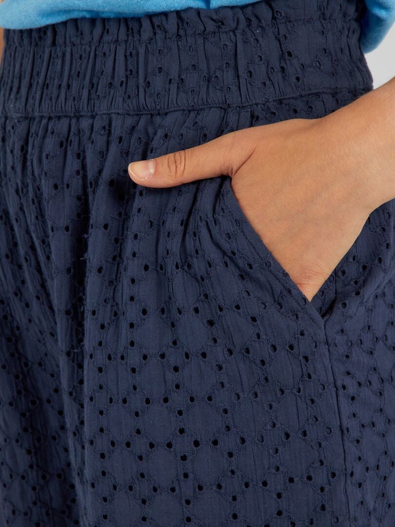 Short avec broderie anglaise - bleu foncé - Kiabi - 18.00€